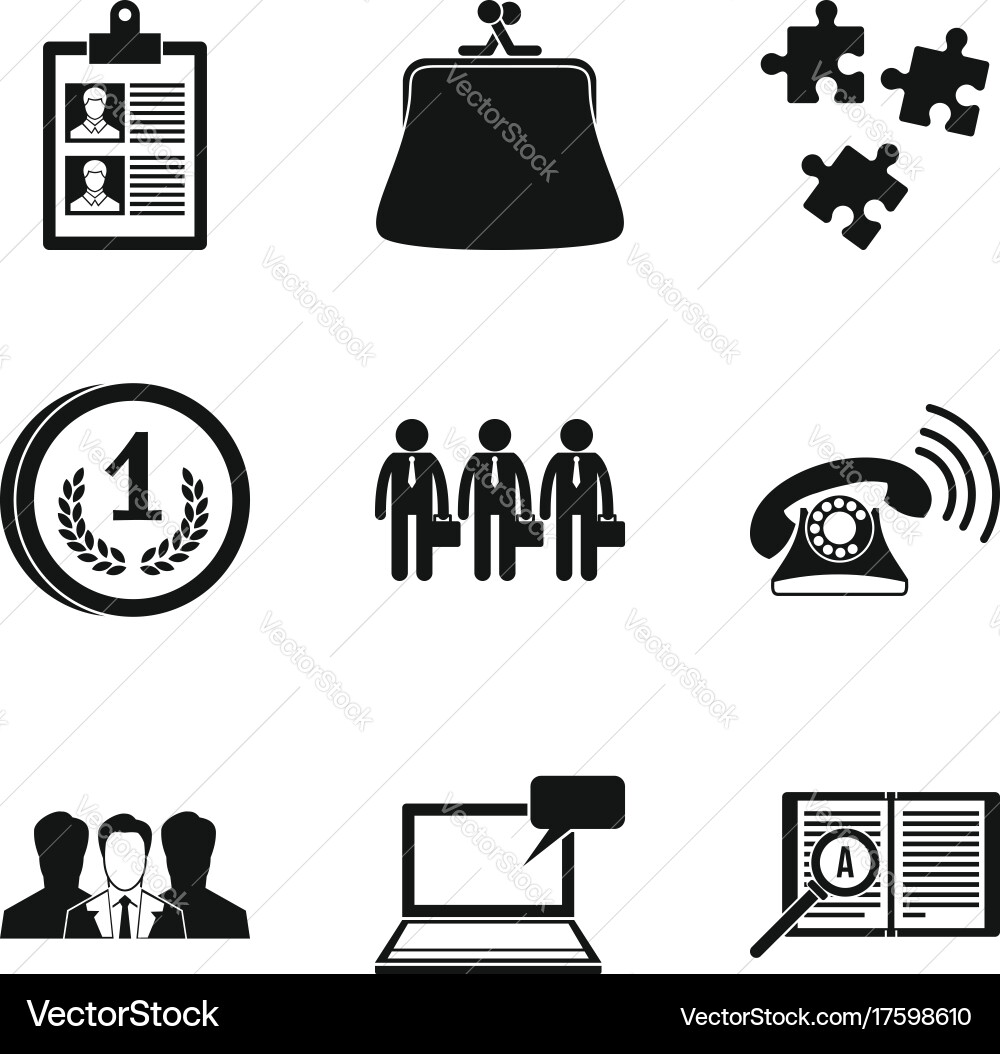 Key moment icons set simple style Royalty Free Vector Image