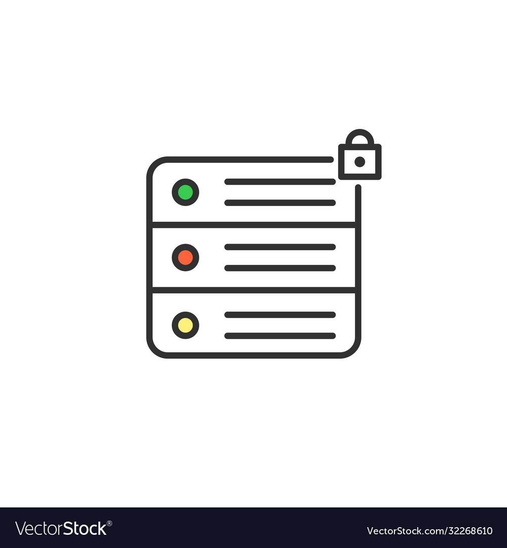 Linear server lock icon network equipment Vector Image