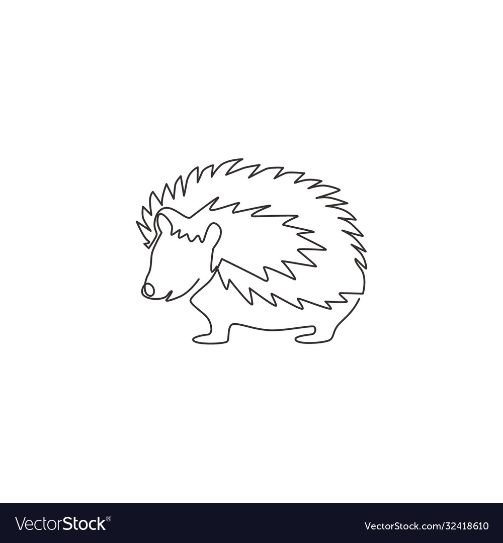 One continuous line drawing cute little Royalty Free Vector