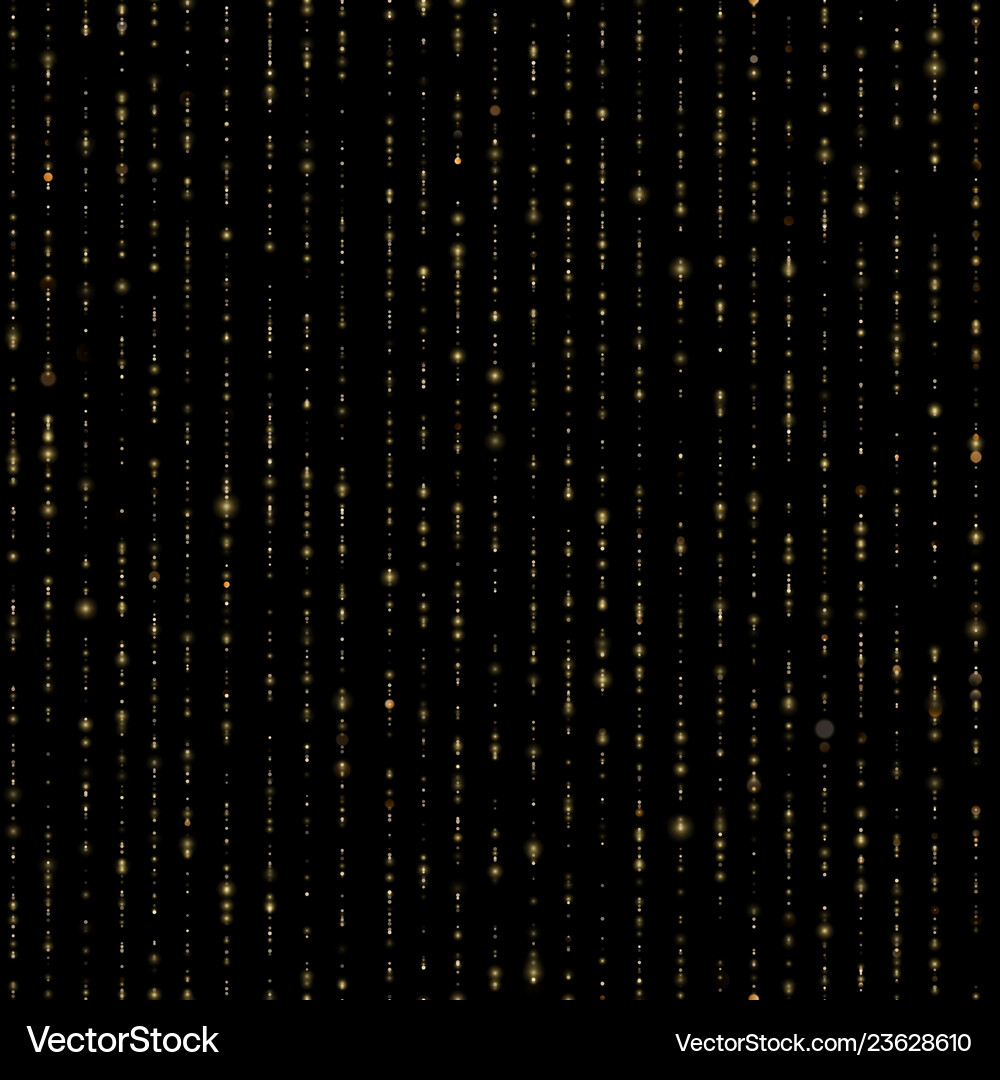 Seamless unique gold rain bokeh on black Vector Image