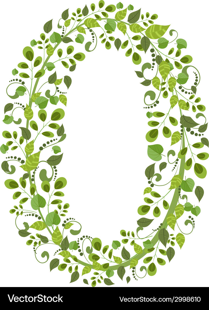 Spring green leaves eco number 0 Royalty Free Vector Image