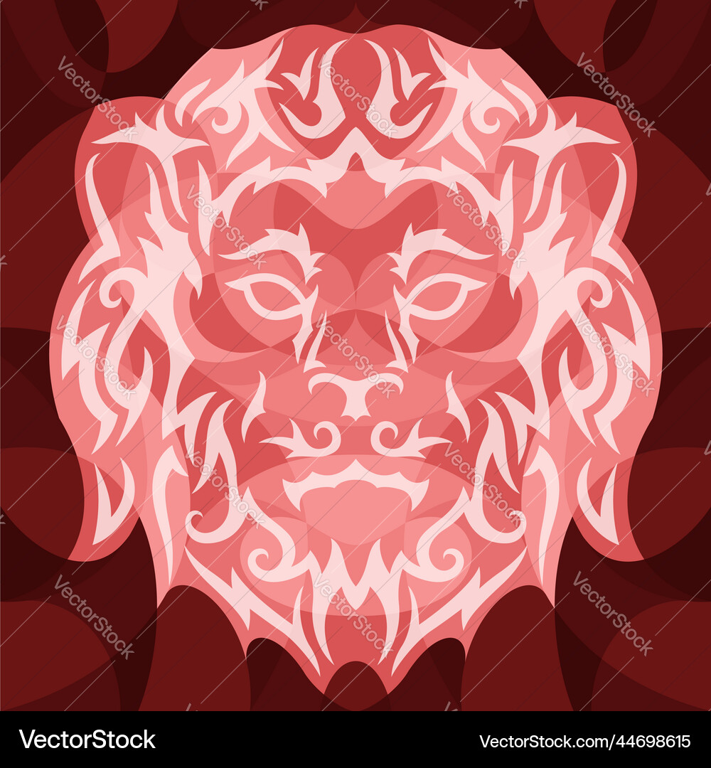 Art with red decorative lion head Royalty Free Vector Image