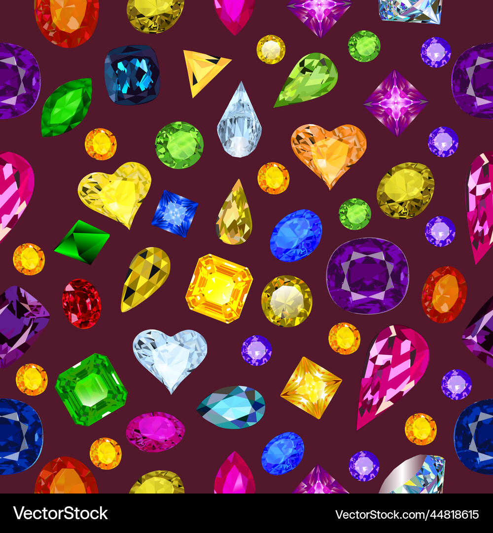 Background seamless with gemstones of different Vector Image