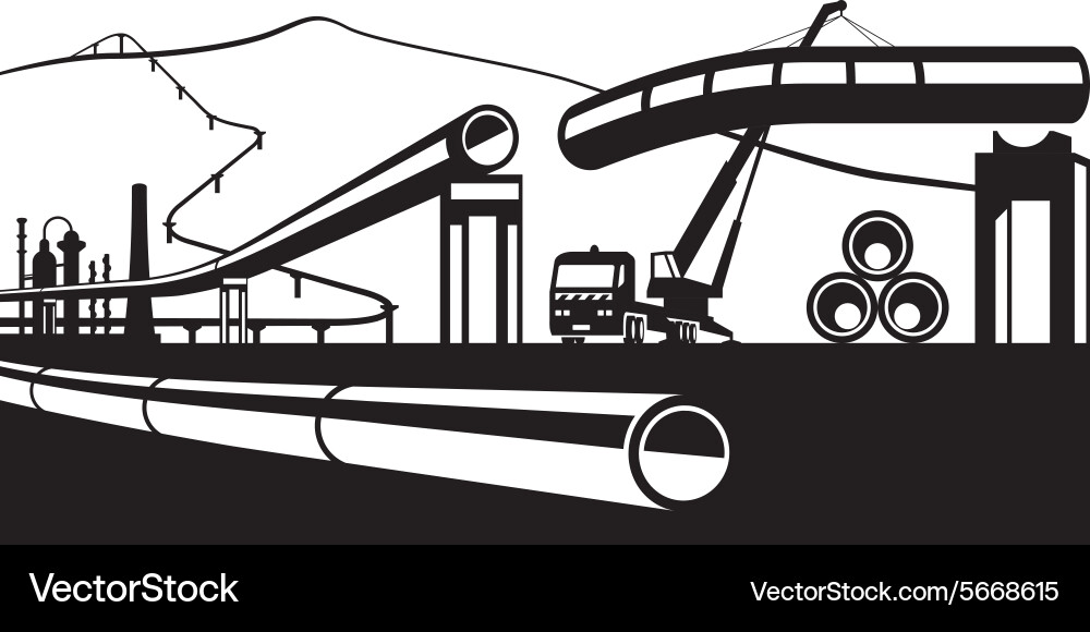 Construction of industrial pipelines Royalty Free Vector