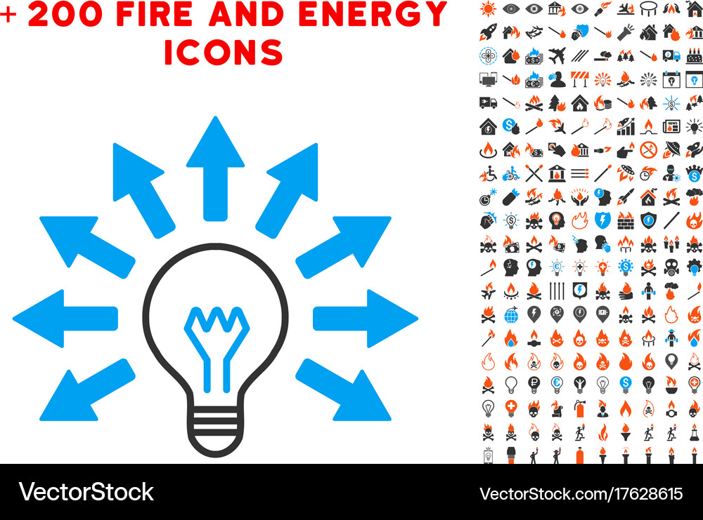Electric light icon with bonus flame collection Vector Image