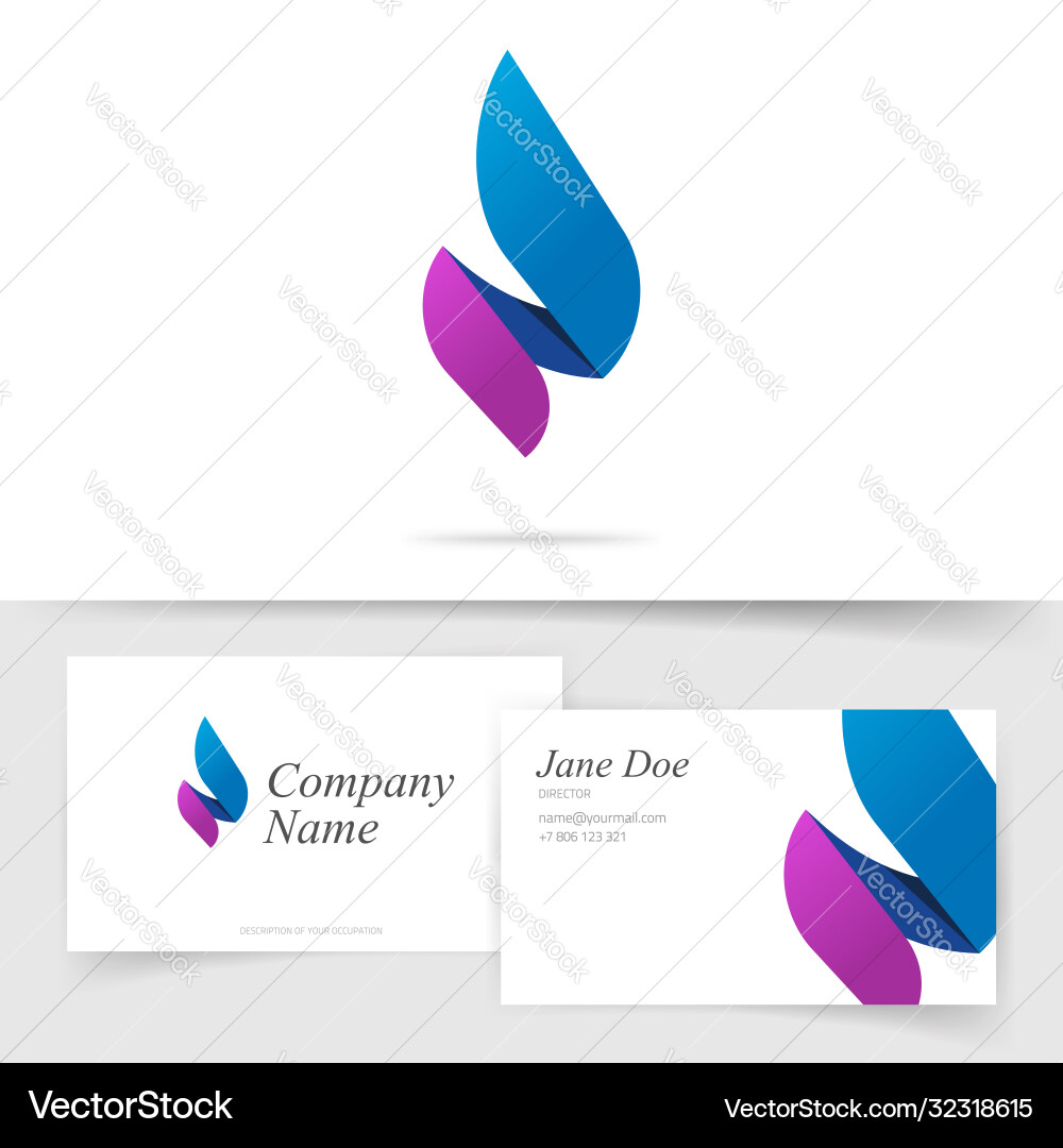 Flame candle logo as abstract spear blue violet Vector Image