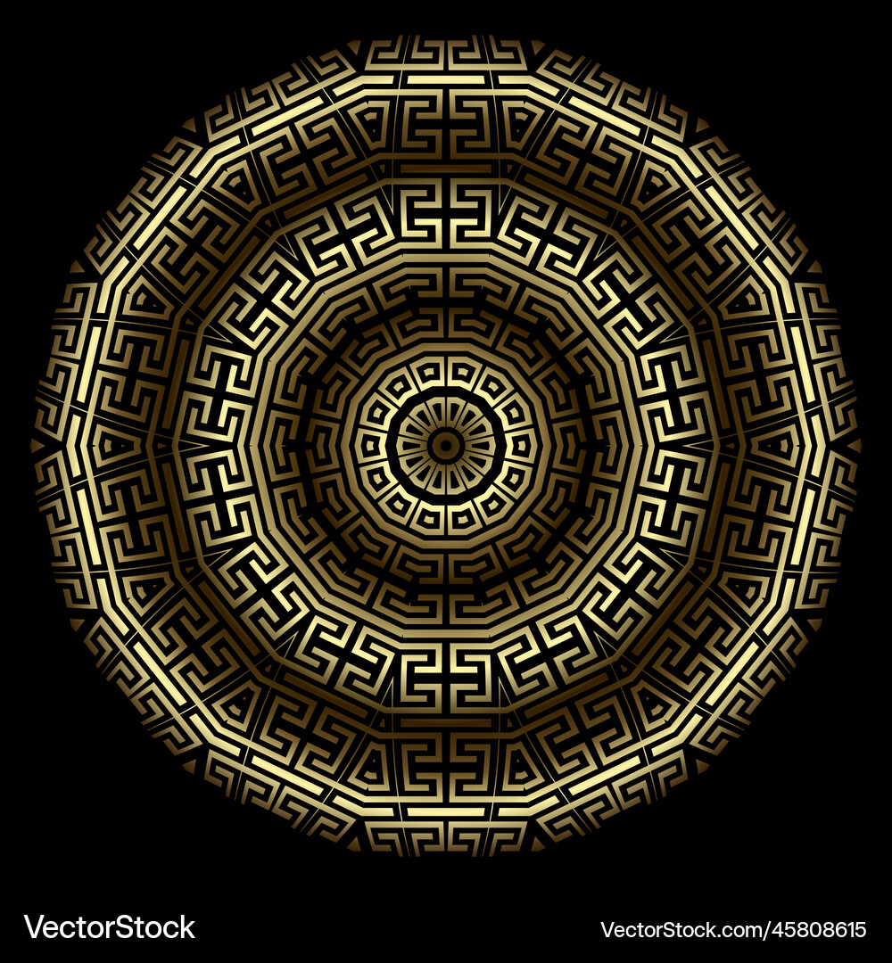 Gold 3d mandala greek surface luxury Royalty Free Vector
