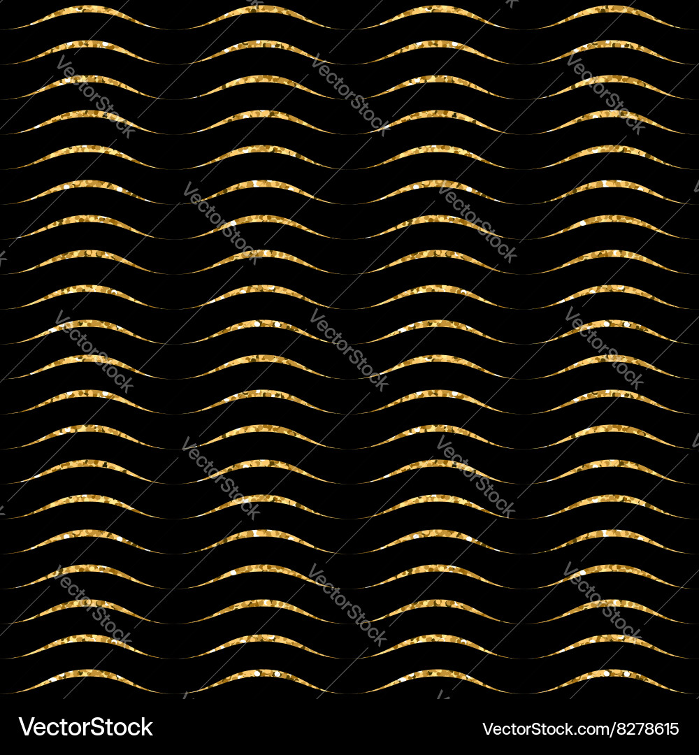 Gold wave seamless pattern black 2 Royalty Free Vector Image