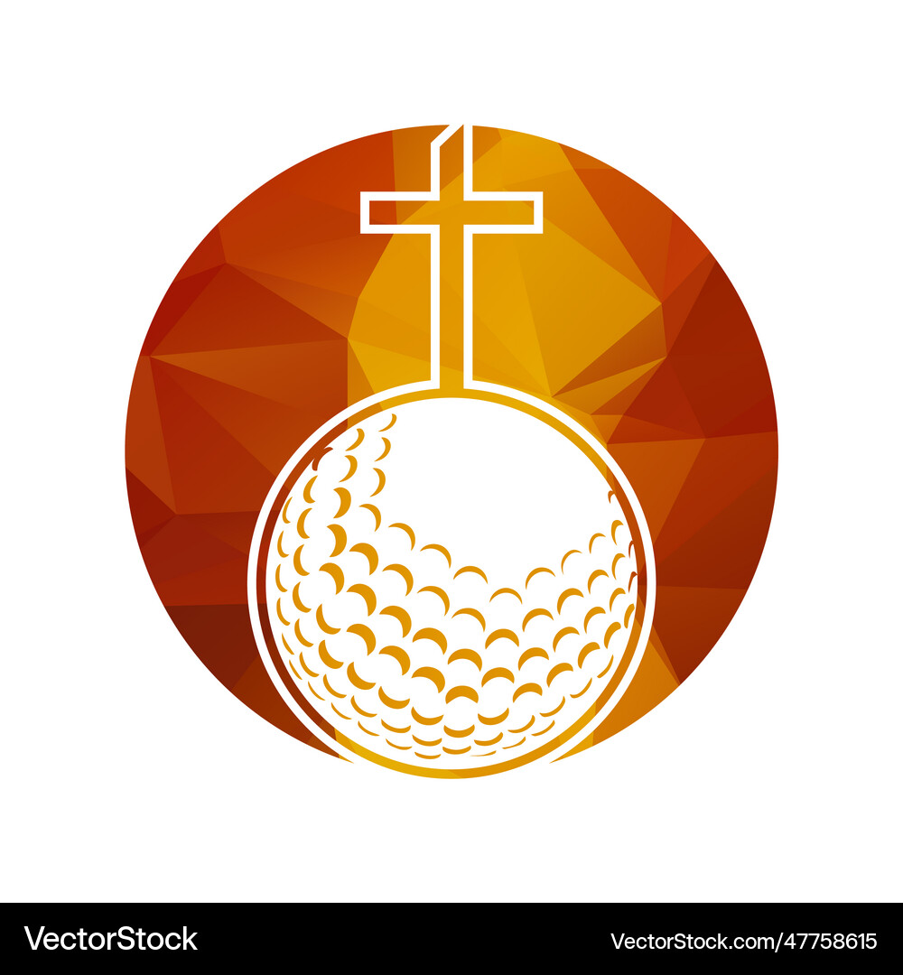 Golf ball and christianity cross inside a shape Vector Image