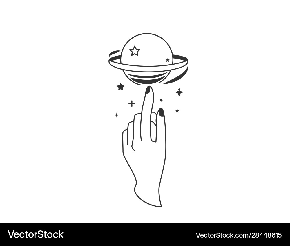 Hand twists galaxy space at finger Royalty Free Vector Image