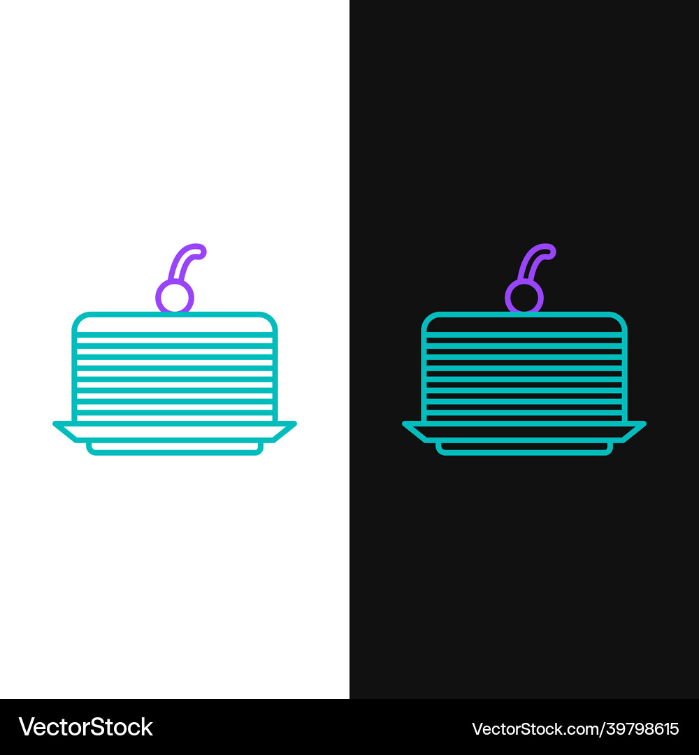 Line cake icon isolated on white and black Vector Image