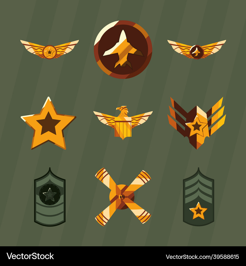 Military forces badges icons Royalty Free Vector Image