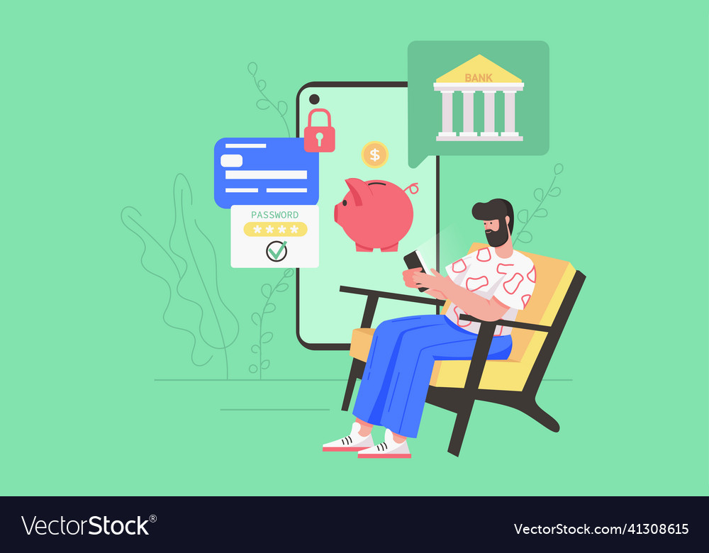 Online banking services modern flat concept Vector Image