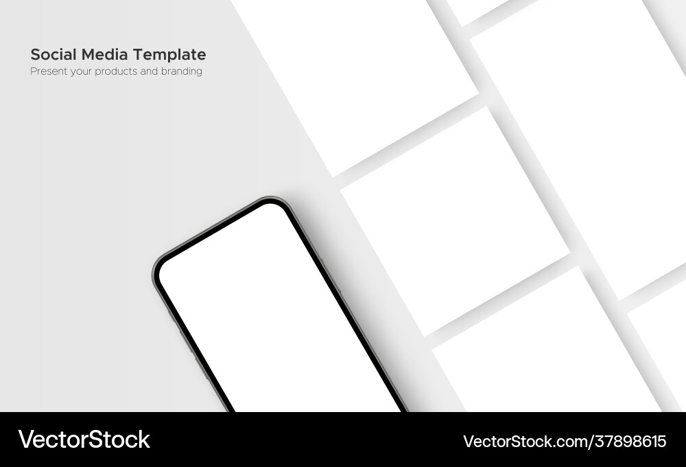 Phone with blank social media posts template Vector Image