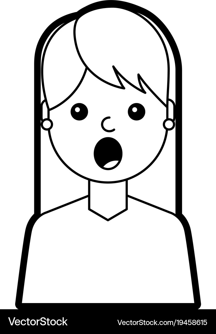 Portrait surprised young woman face expression Vector Image