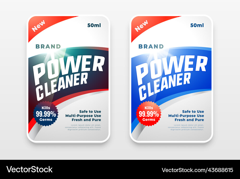 Power cleaner laundry detergent labels stickers Vector Image