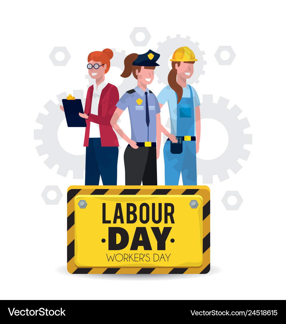 Professional workers with uniform to labour day Vector Image