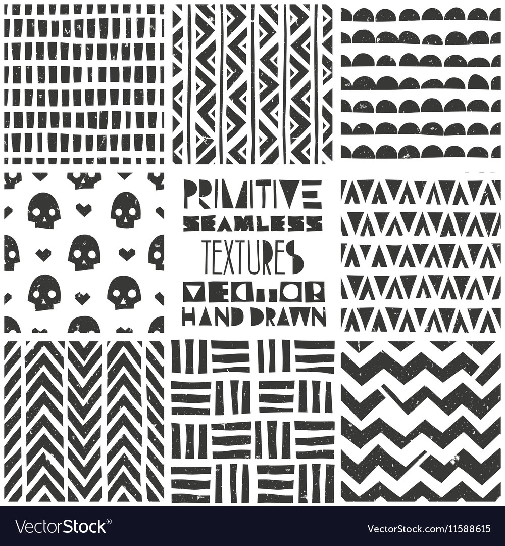 Set Of 8 Primitive Geometric Patterns Tribal Vector Image