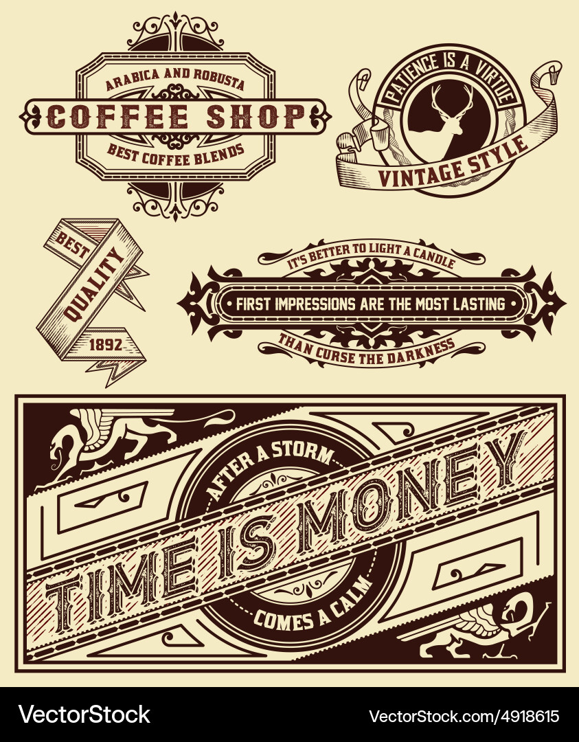 Set of retro labels Royalty Free Vector Image - VectorStock