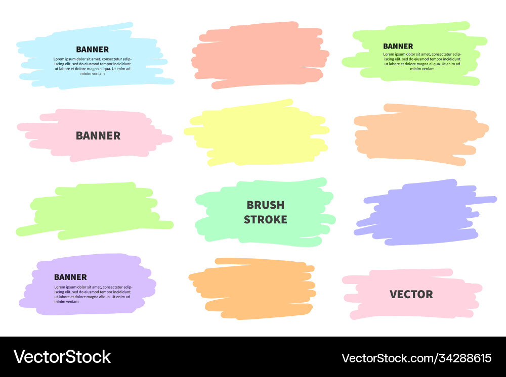 Splash banners set colorful brush strokes Vector Image