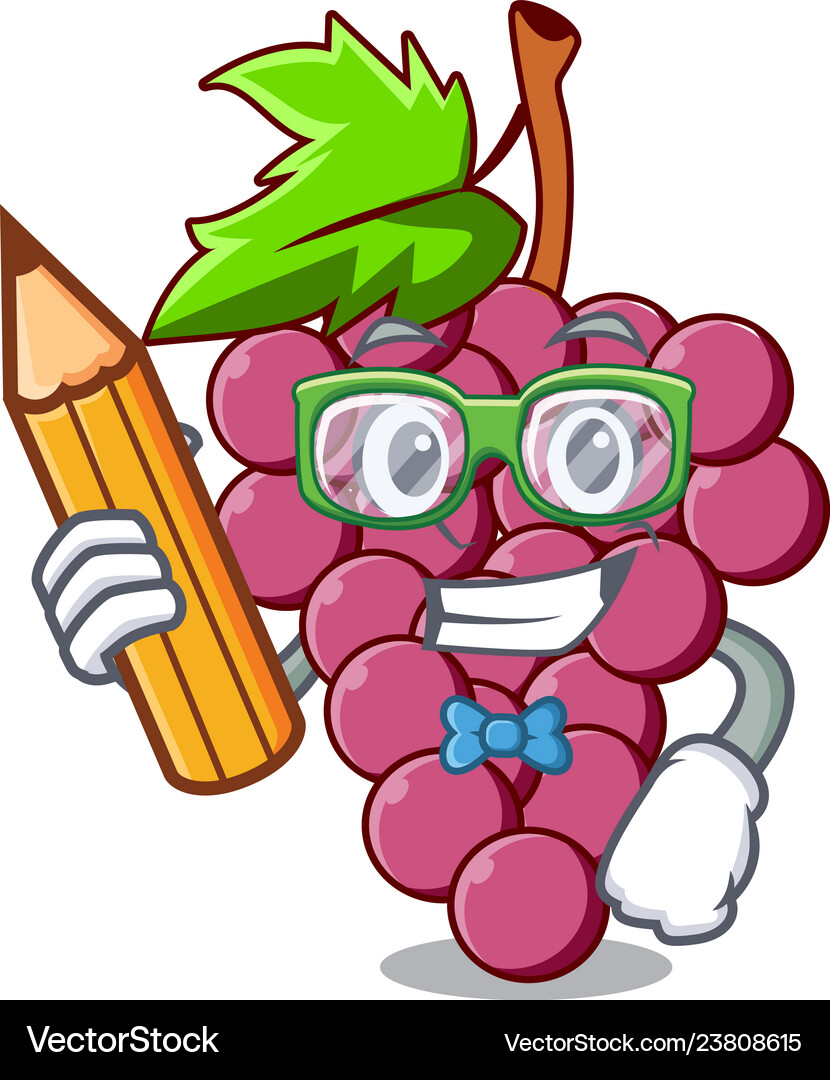 Student red grapes fruit isolated in character Vector Image