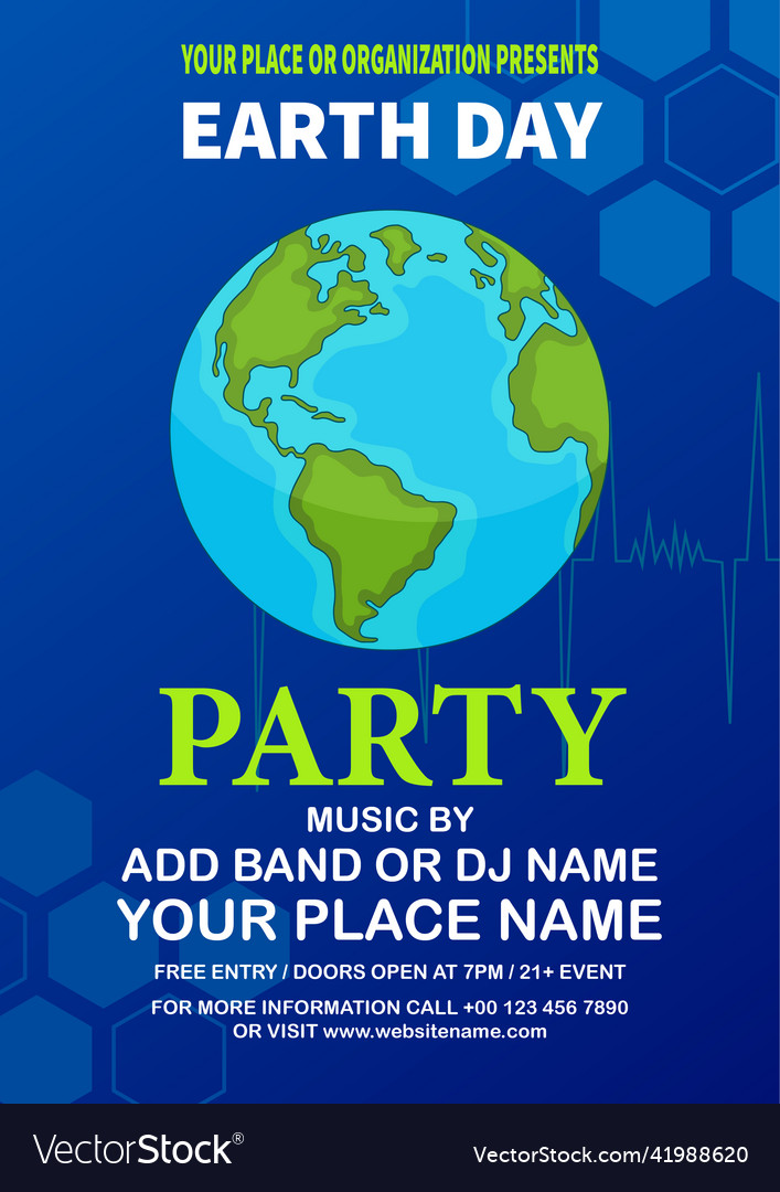 Earth day party poster flyer design Royalty Free Vector