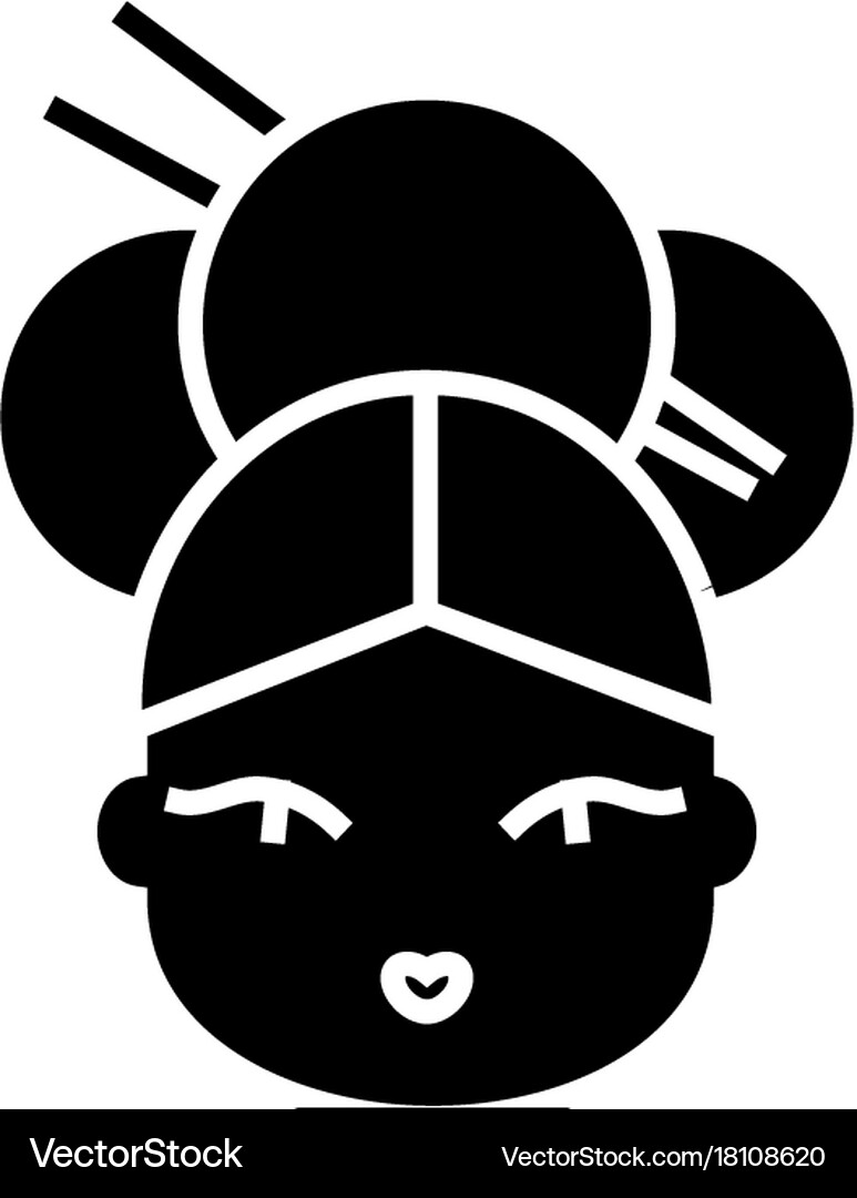 Geisha icon black sign Royalty Free Vector Image