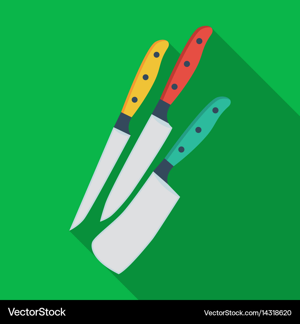 Kitchen knives icon in flate style isolated Vector Image