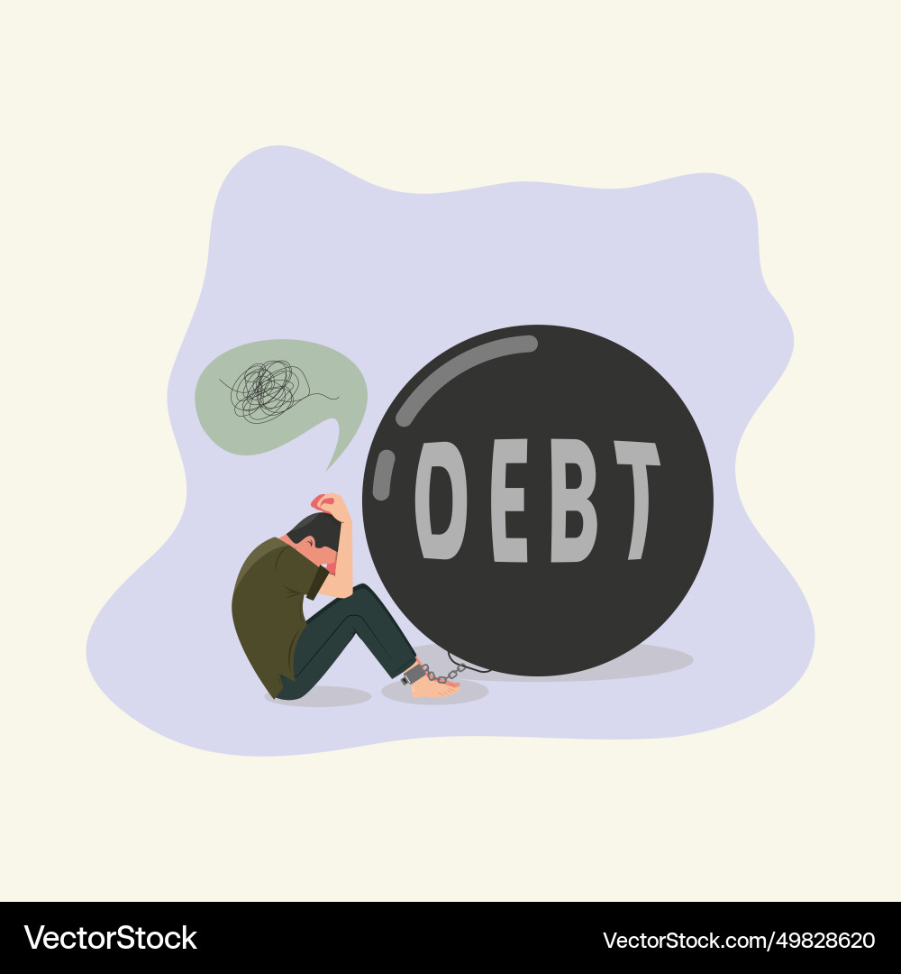 Man with big prisoner ball are dizzy Royalty Free Vector