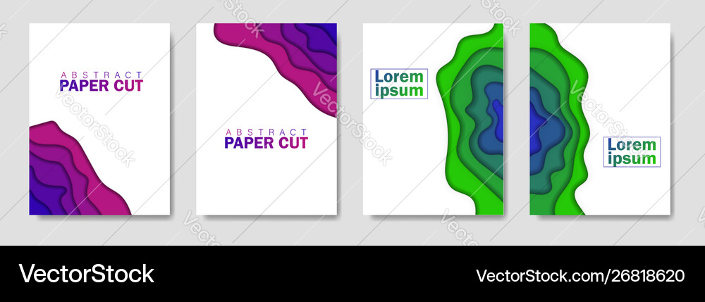 Modern creative set posters with a 3d abstract Vector Image