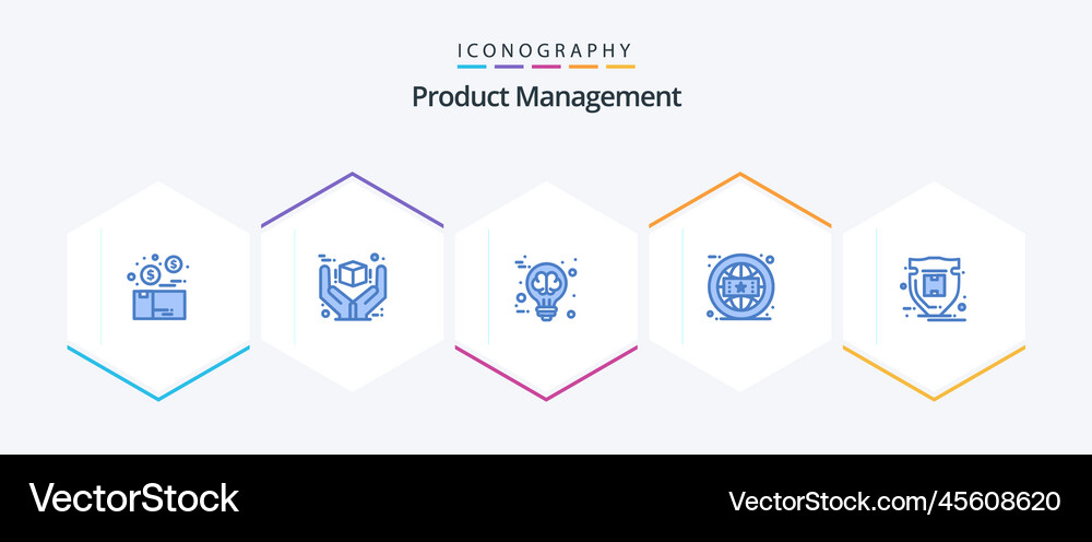 Product management 25 blue icon pack including Vector Image