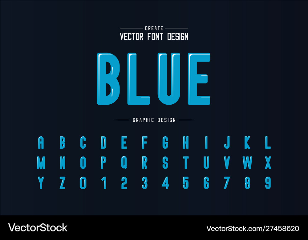 Round font and alphabet blue letter typeface Vector Image