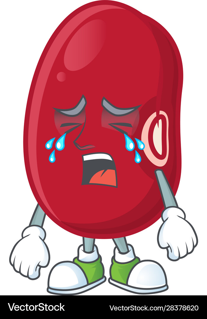Sad crying gesture adzuki beans cartoon character Vector Image