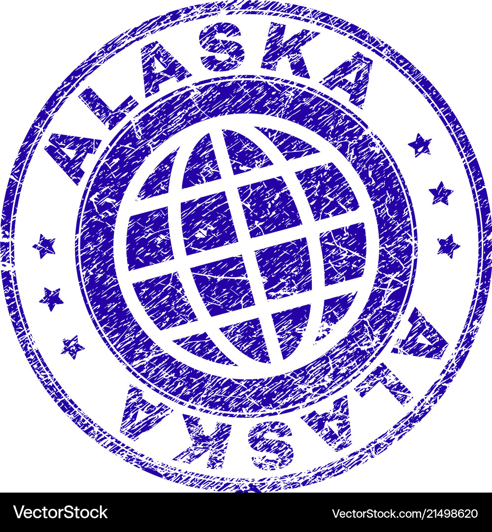 Scratched textured alaska stamp seal Royalty Free Vector