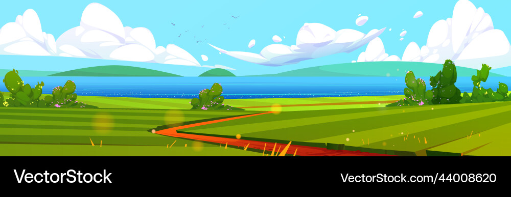Summer seaside landscape cartoon Royalty Free Vector Image