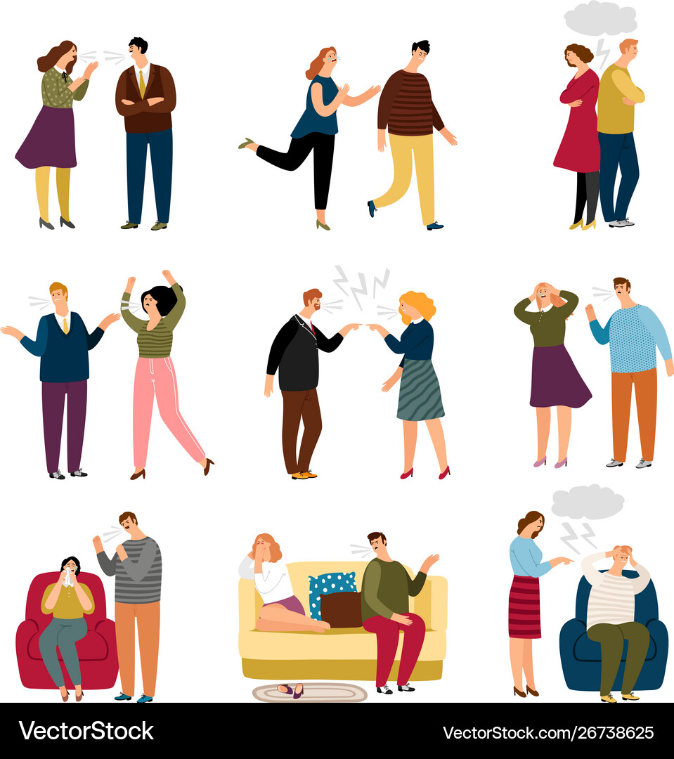 Angry Couple Arguing - Conflict Scene Royalty Free Vector
