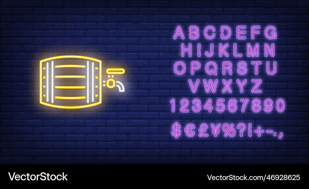 Beer barrel neon sign Royalty Free Vector Image