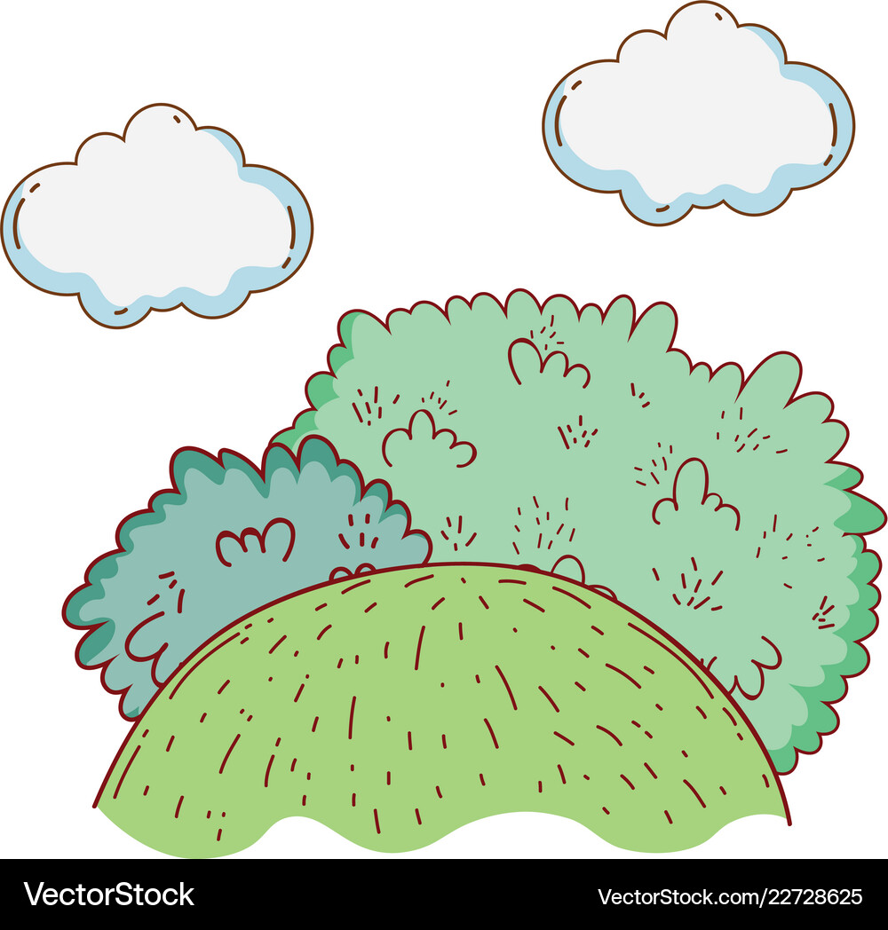 Bushes grass cute cartoon outdoors Royalty Free Vector Image