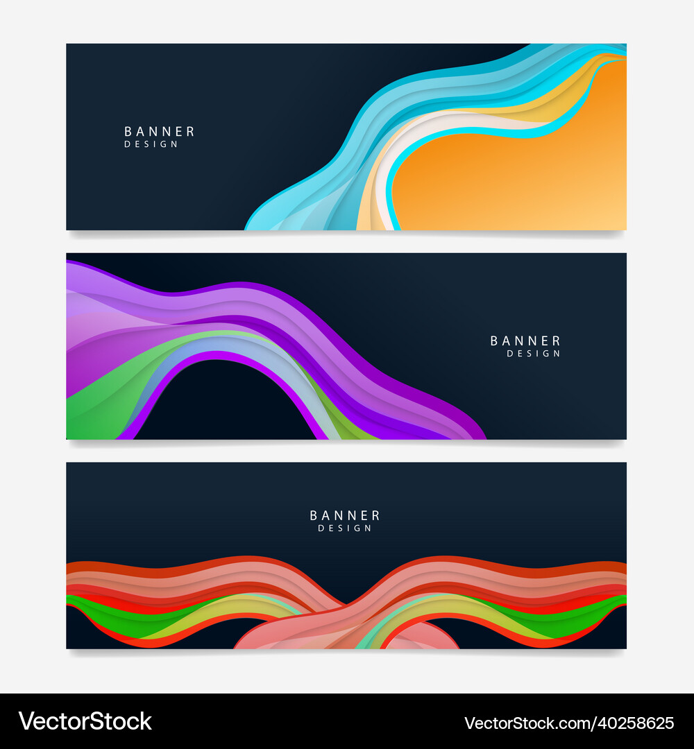 Colorful web banner with wave and geometric Vector Image