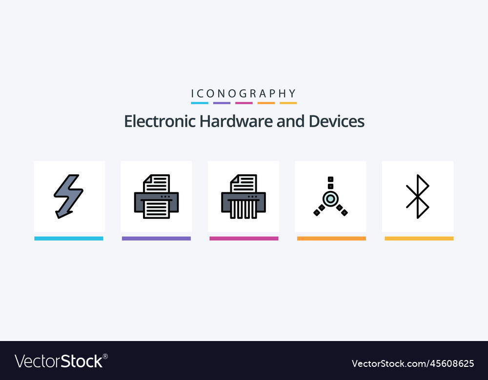 Devices line filled 5 icon pack including call Vector Image