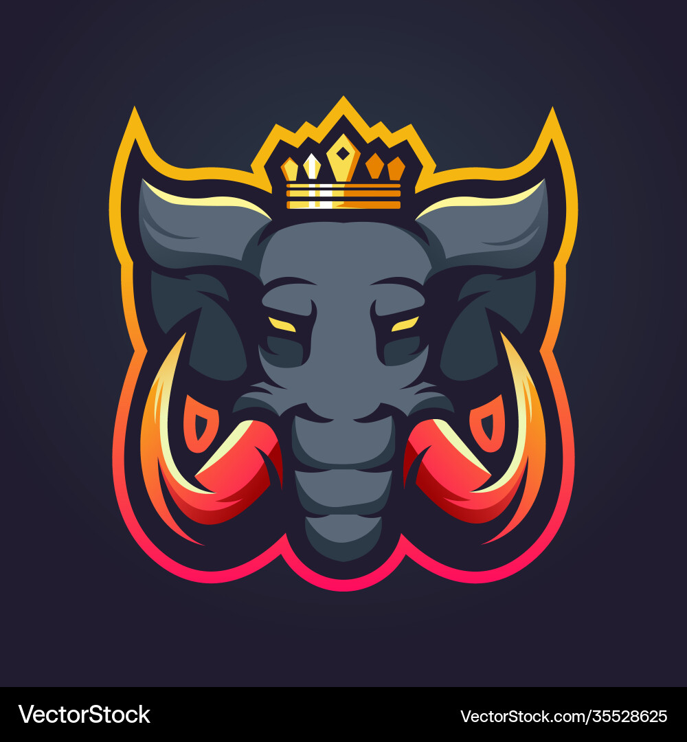Elephant king mascot cartoon Royalty Free Vector Image