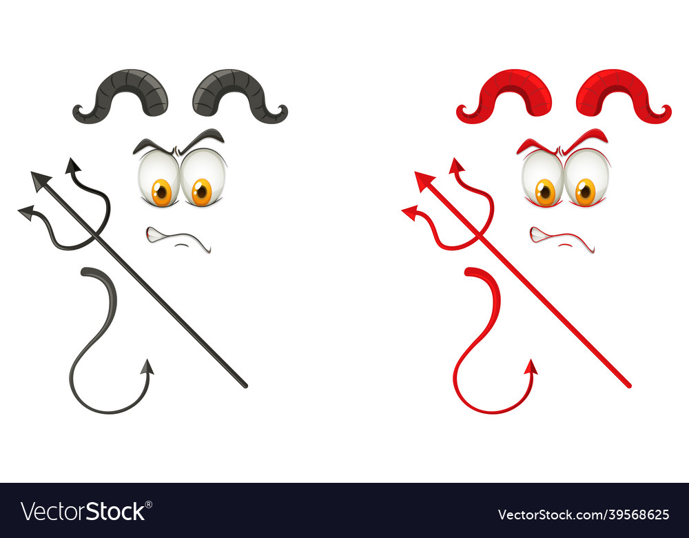 Evil face with devil element Royalty Free Vector Image