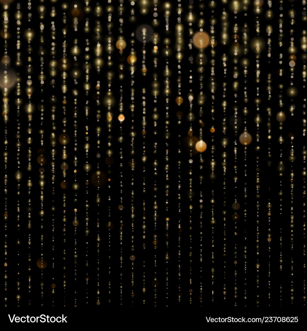 Glitter threads of curtain backdrop on black Vector Image
