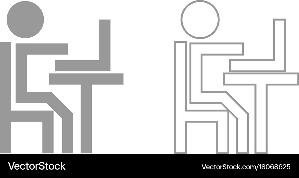 Human working at the laptop grey set icon Vector Image