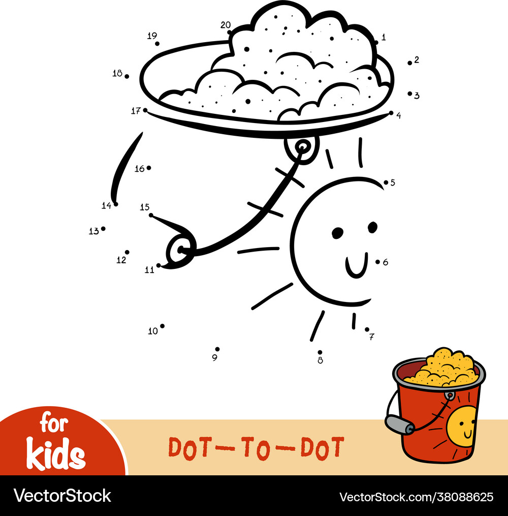 Numbers game education dot to dot game pail Vector Image