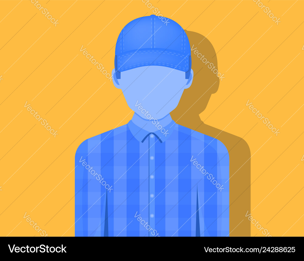 Young man in a cap emotionless the shadow falls Vector Image