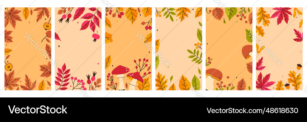 Autumn background templates with leaves berries Vector Image