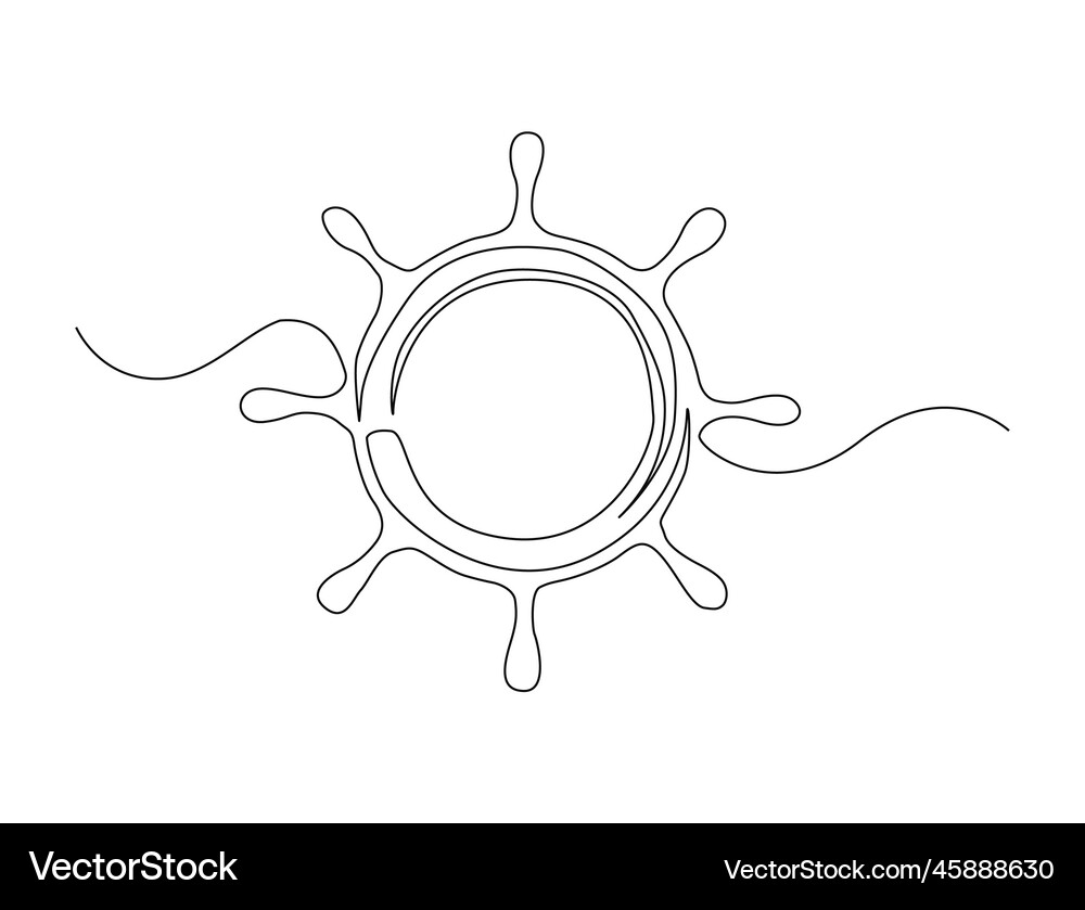 Continuous one line drawing of ship wheel simple Vector Image