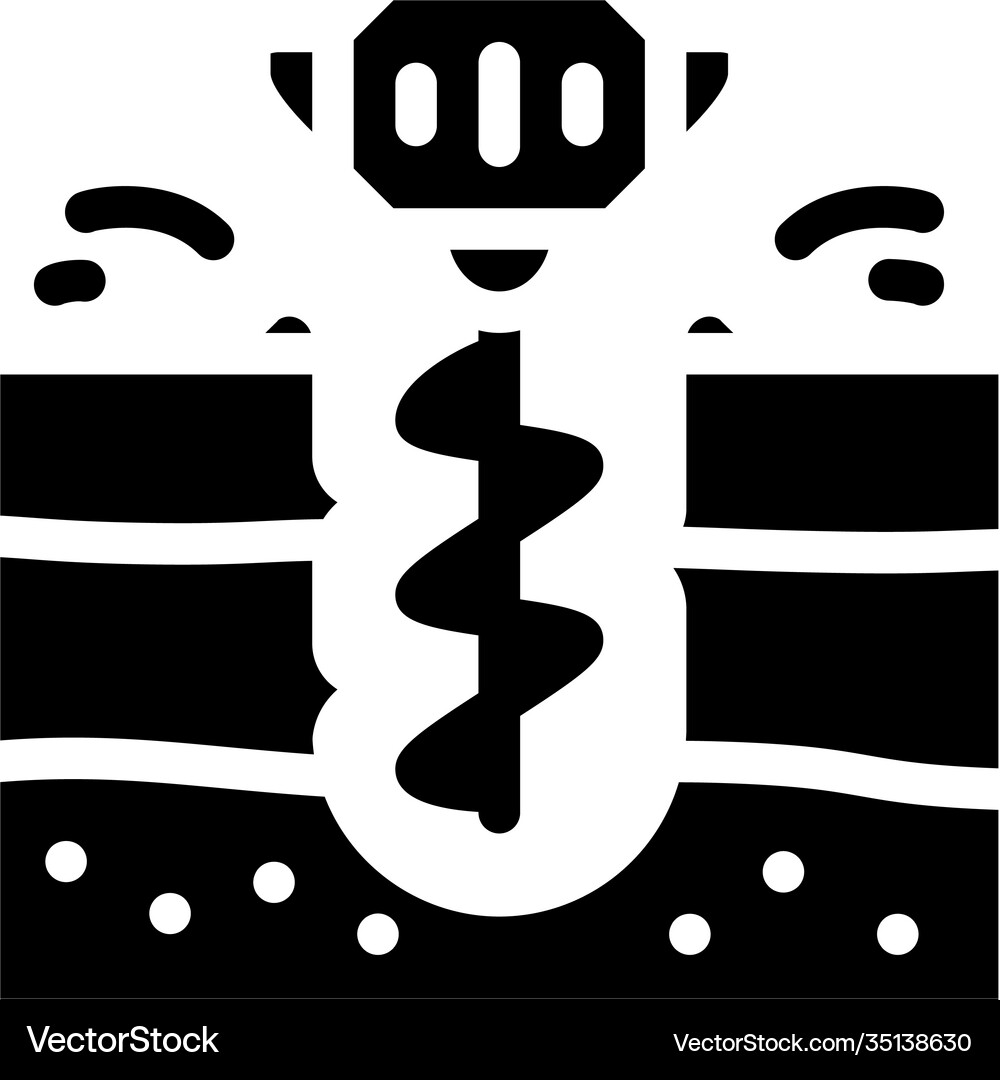 Earth drilling equipment glyph icon Royalty Free Vector