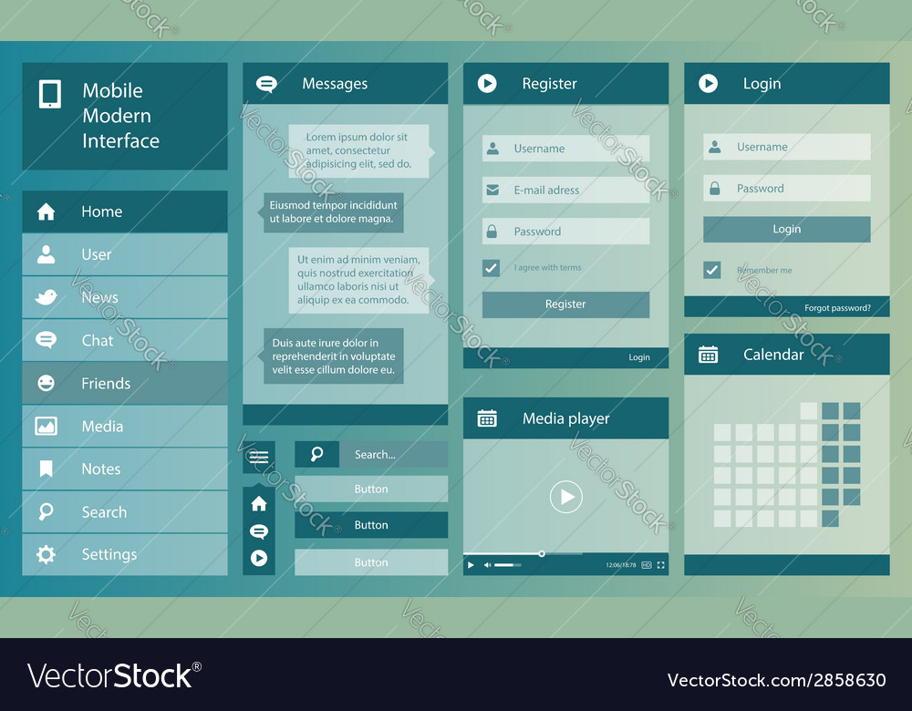 Flat design mobile interface Royalty Free Vector Image
